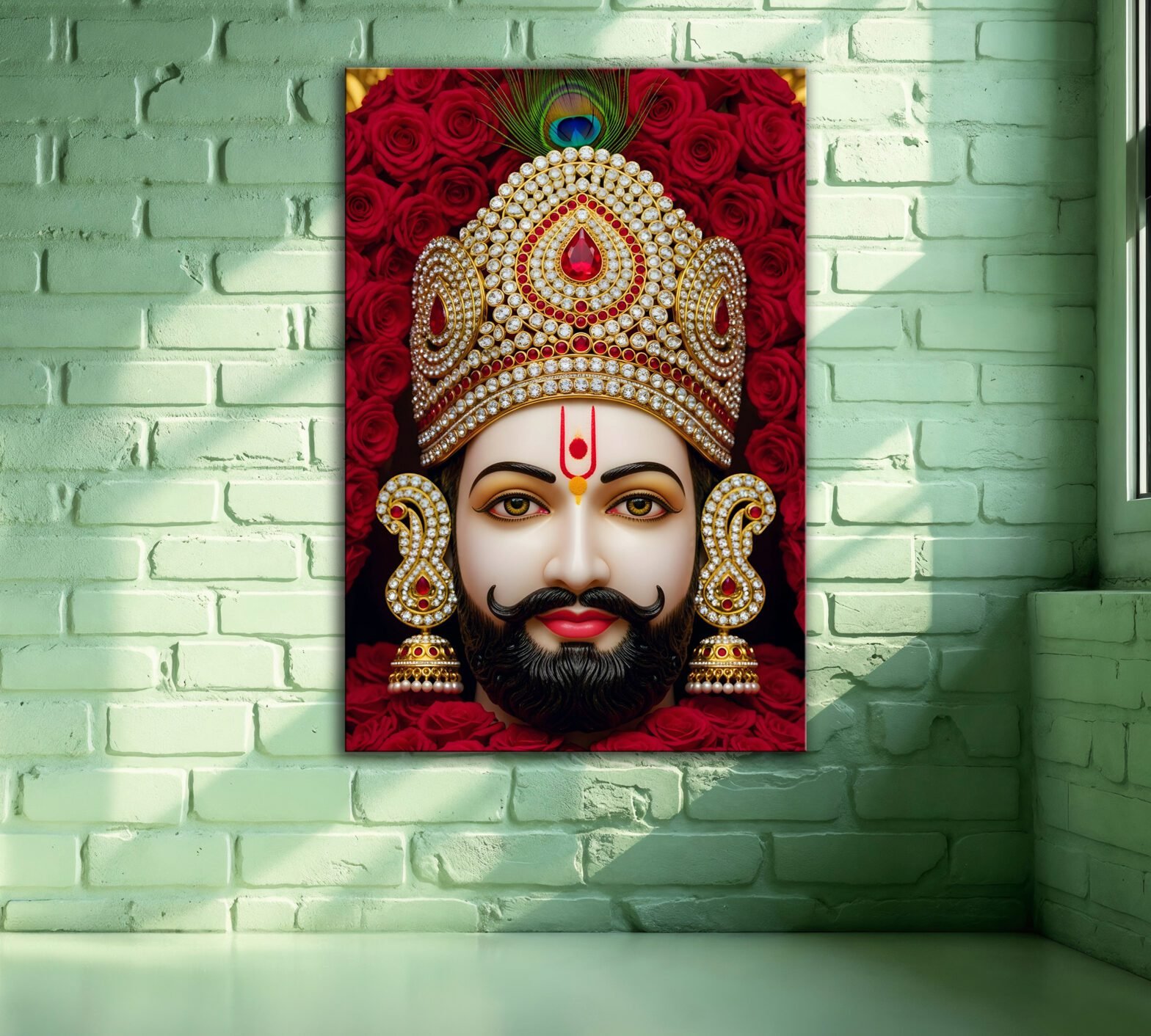 Khatu Shyam Baba with Rose Morpankh - Printymind